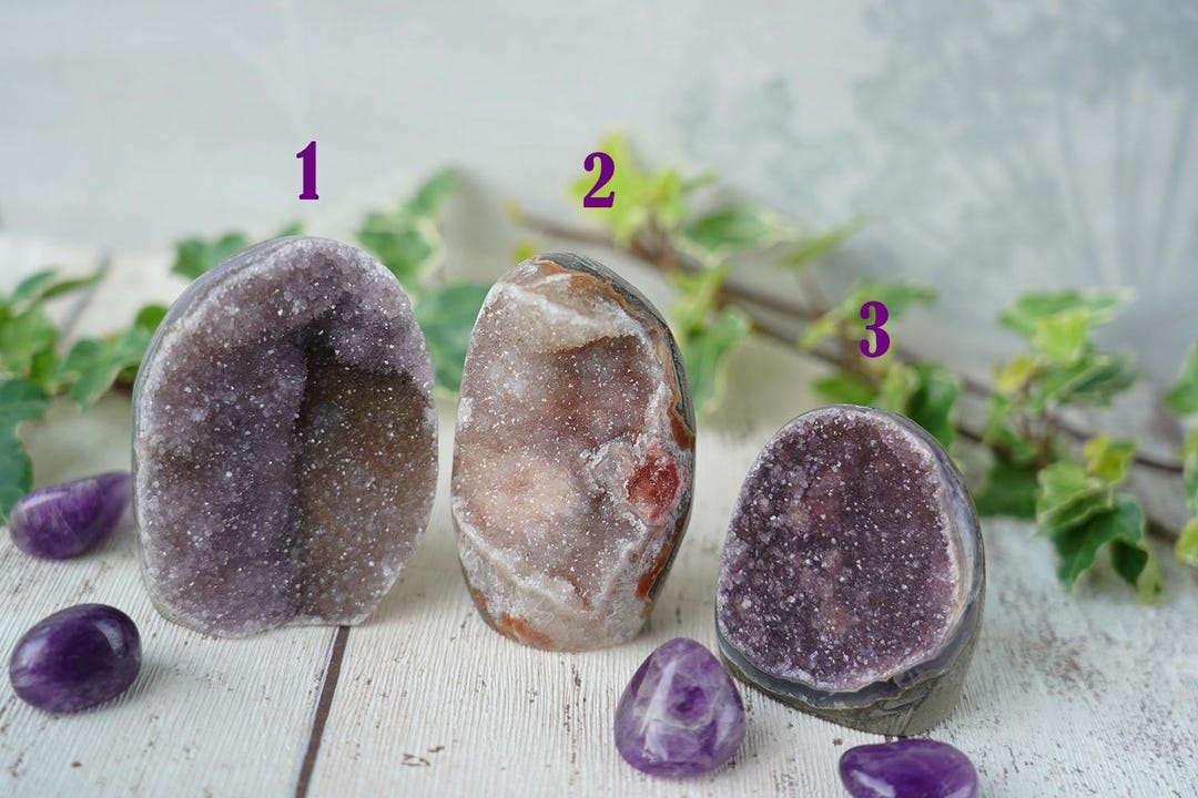 Rainbow Sugar Amethyst Geode Cut Base From Uruguay (1,2,3) - Etsy