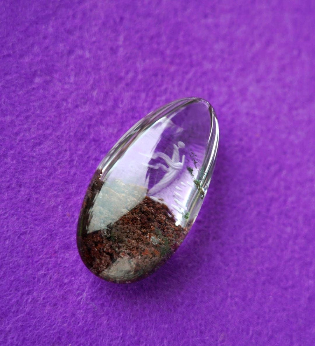 Brazilian Garden Quartz (lodolite) With Carved Meditating Monk - 17.4 G ...