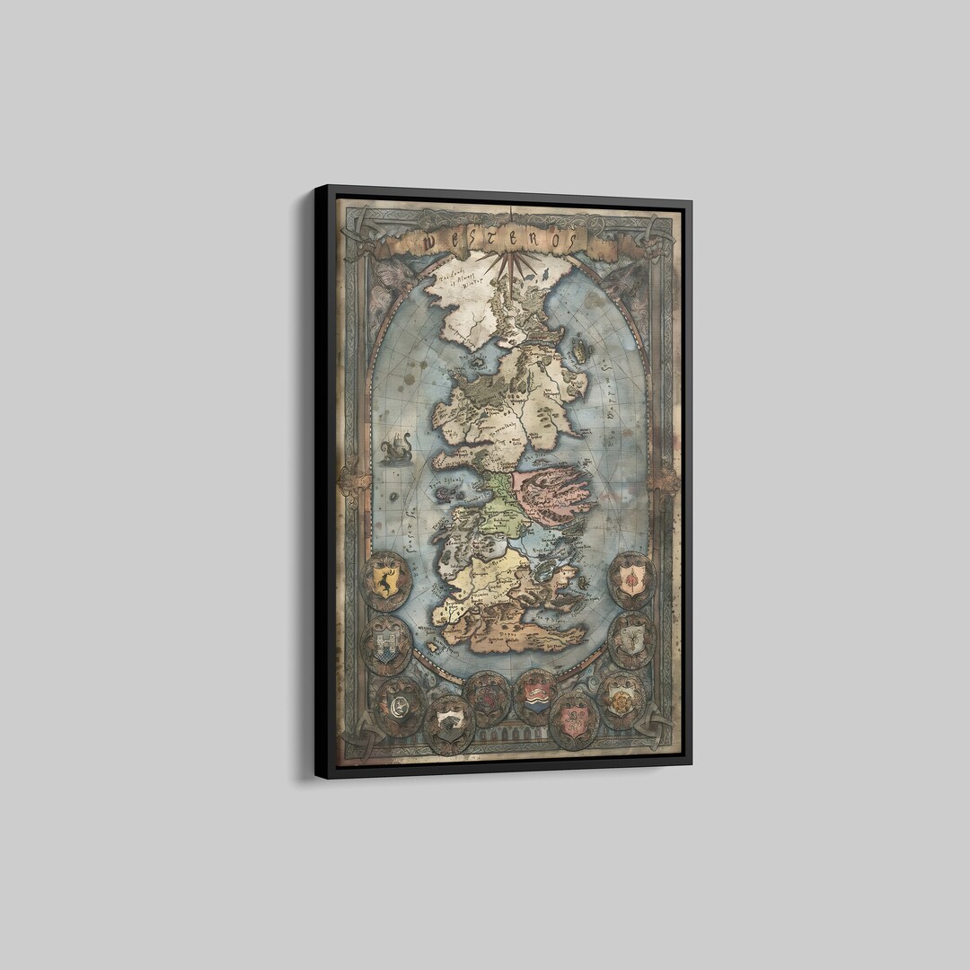 Game of Thrones Map Canvas,westeros Map, Got Map,fantasy Map Print ...