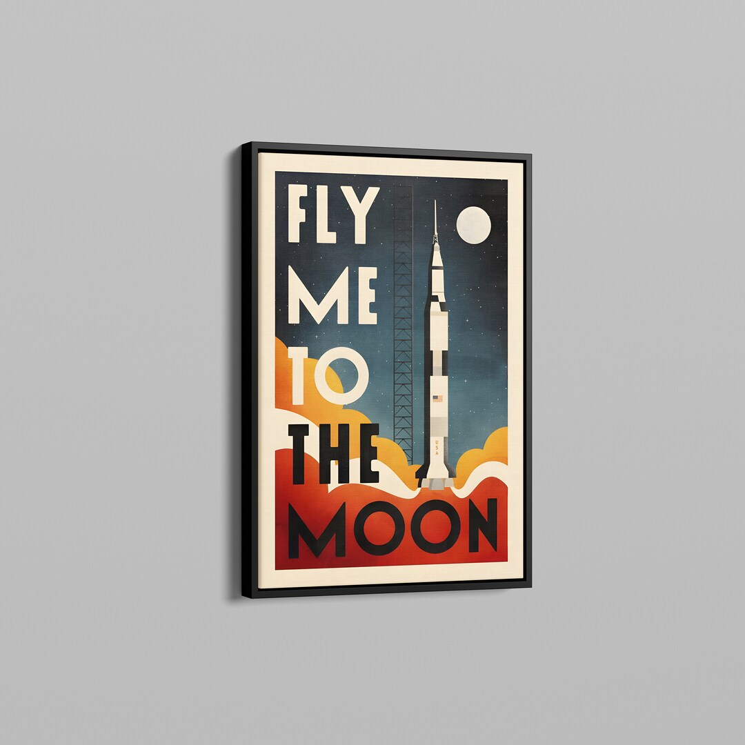 Fly Me to the Moon Poster, Art Deco Poster Print,frank Sinatra Vintage ...