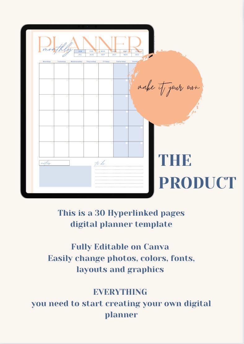 Canva DIGITAL Planner TEMPLATE, Editable Canva Planner Template ...