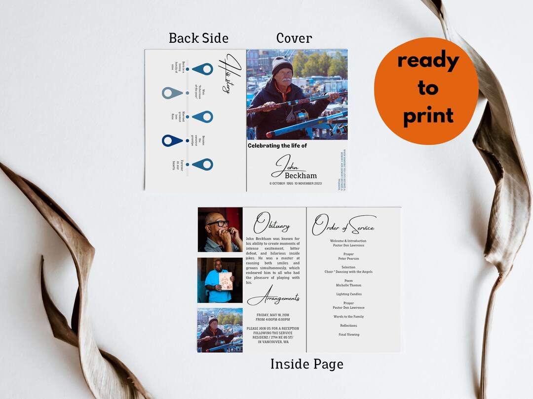Minimalist Funeral Program Template Simple Memorial Program Printable ...
