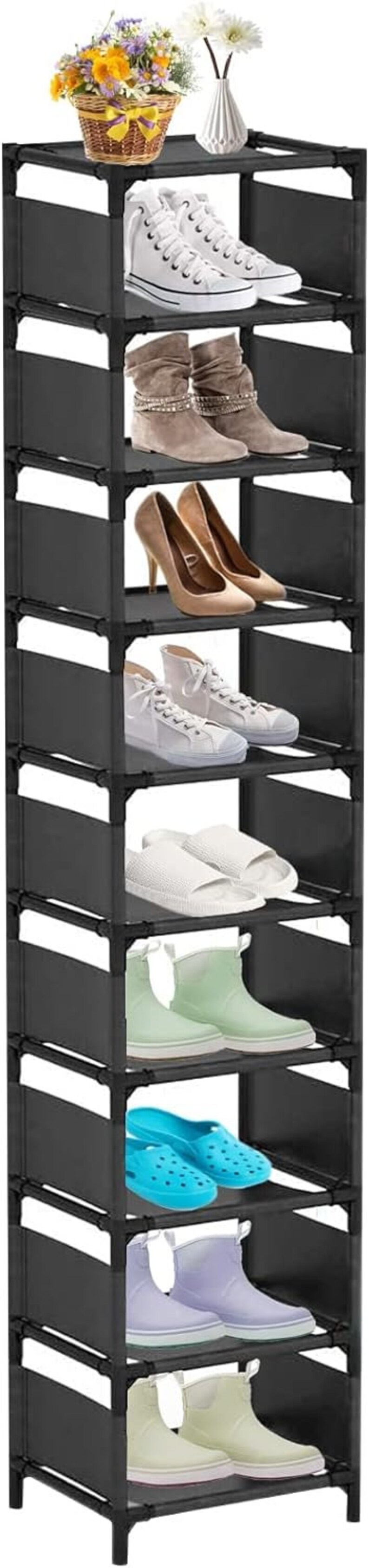 Tall Shoe Rack, Thin Shoe Storage, 10 Pairs Shoe Organizer, Shoe Store ...