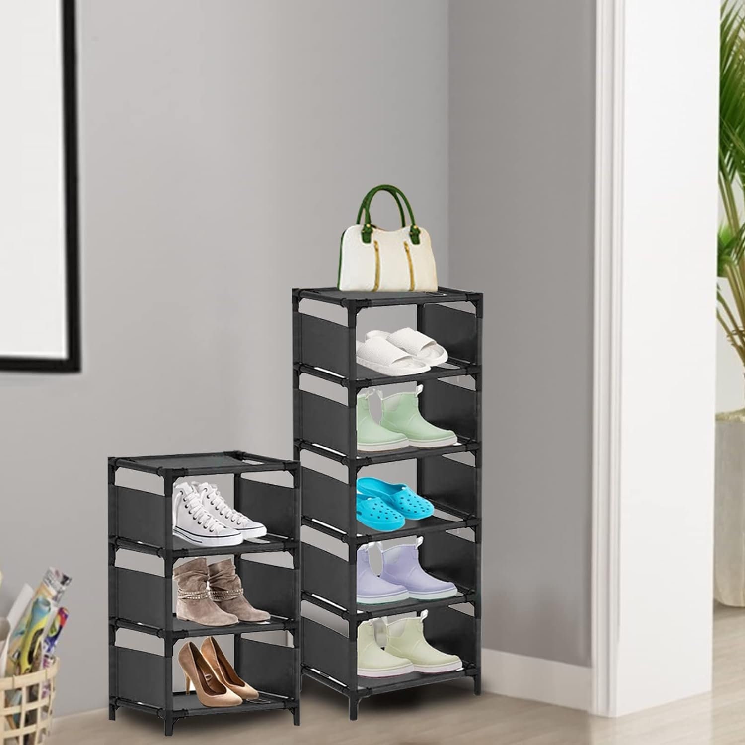 Tall Shoe Rack, Thin Shoe Storage, 10 Pairs Shoe Organizer, Shoe Store ...