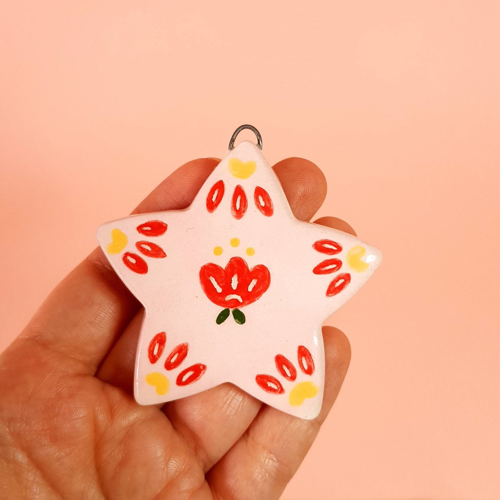 Cute Ceramic Christmas Ornament Set - Etsy