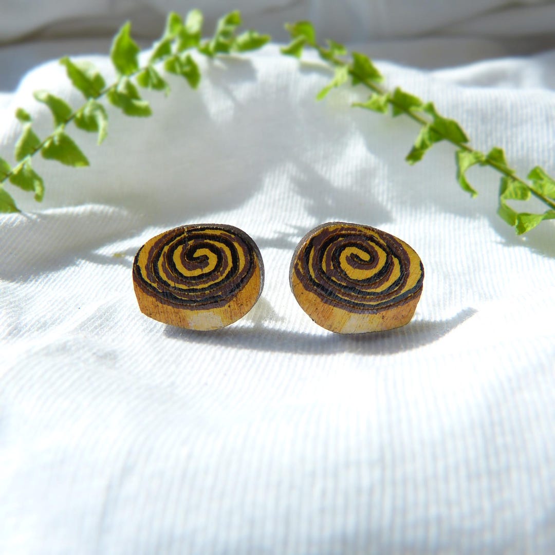 Kakaóscsiga Cocoa Rolls Hungarian Pastry Wooden Stud Earrings Handmade ...