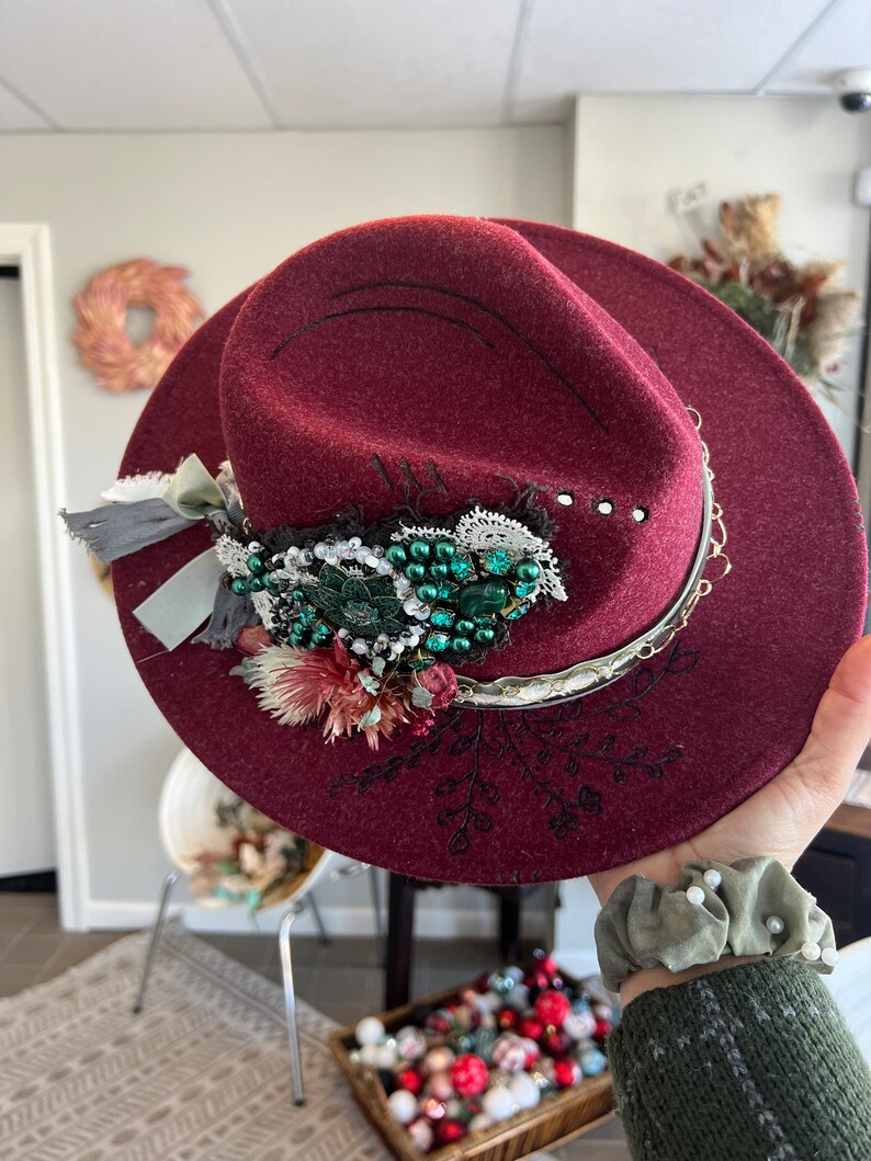 Coralie — Custom Boho Style Burned Floral Fedora - Etsy