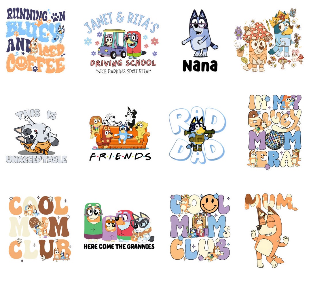 Bluey PNG Bundle for Shirt Printing Digital Download Clipart Set - Etsy