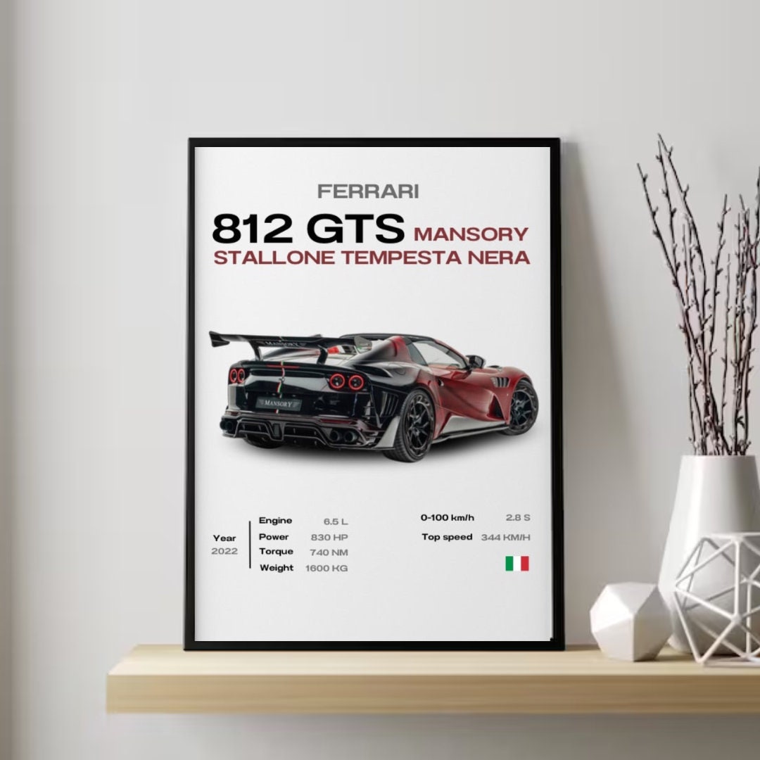 Poster Ferrari 812 GTS MANSORY Stallone Tempesta Nera - Etsy