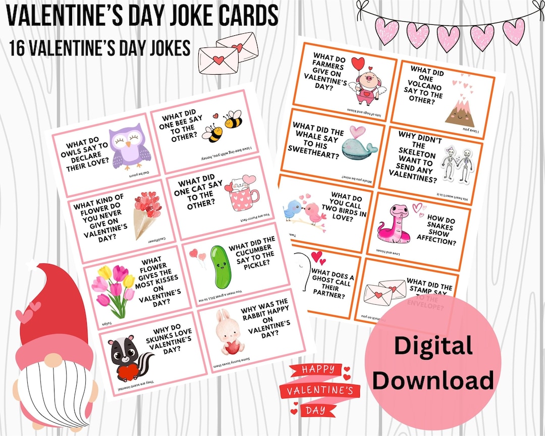 Valentine's Day Joke Cards, Kids Joke Cards, Lunchbox Joke Cards - Etsy