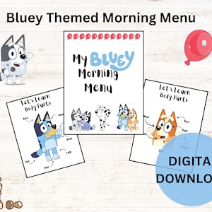 Bluey Themed Morning Menu, Morning Menu, Kindergarten Morning Menu ...