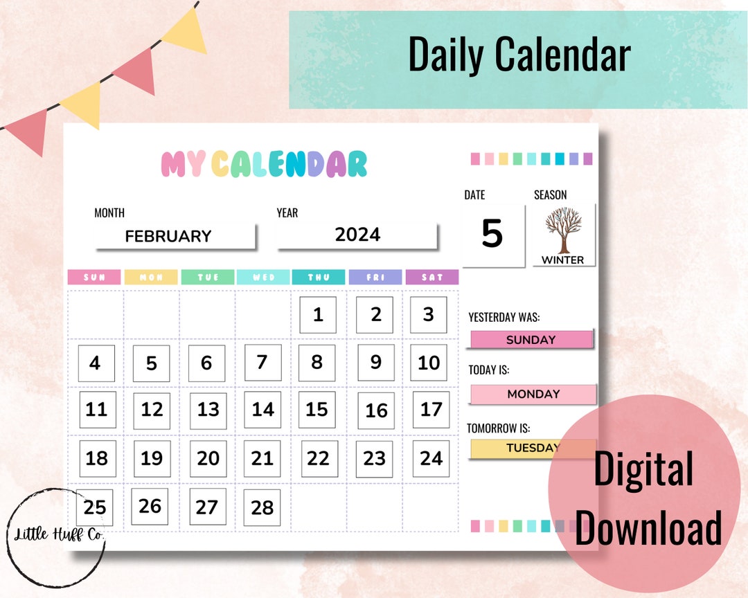 My Daily Calendar, Calendar Worksheet - Etsy