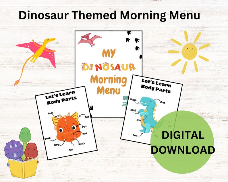 Dinosaur Themed Morning Menu - Etsy