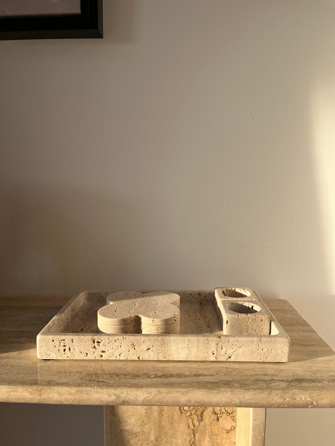 Decorative Travertine Tray Square Rectangular Travertine Tray Beige ...