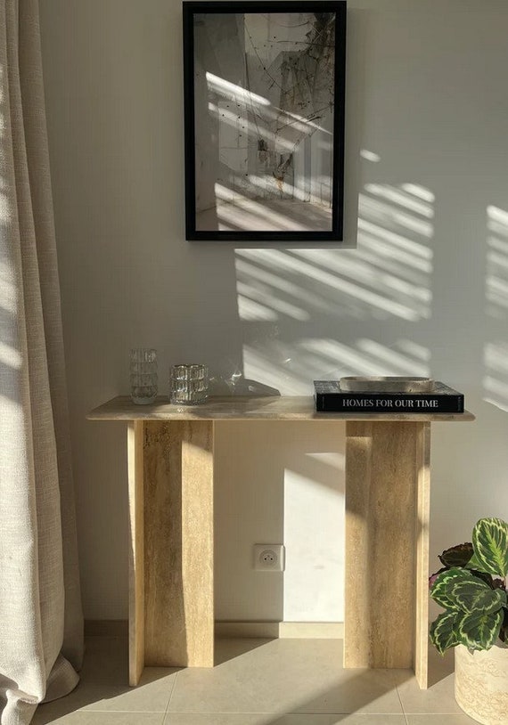 Travertine Console Design Console Raw or Polished Travertine Console Table Travertine Console in Marble Stone Handcrafted Design Vintage Style Etsy