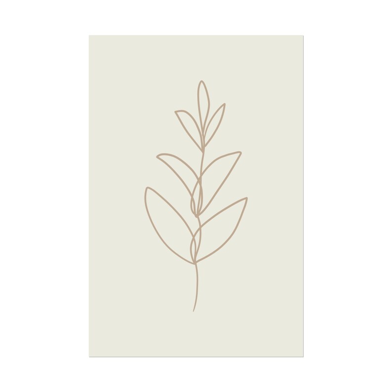 Neutral Abstract Fine Line Leaf Print, Boho Wall Art, Minimalist Decor ...
