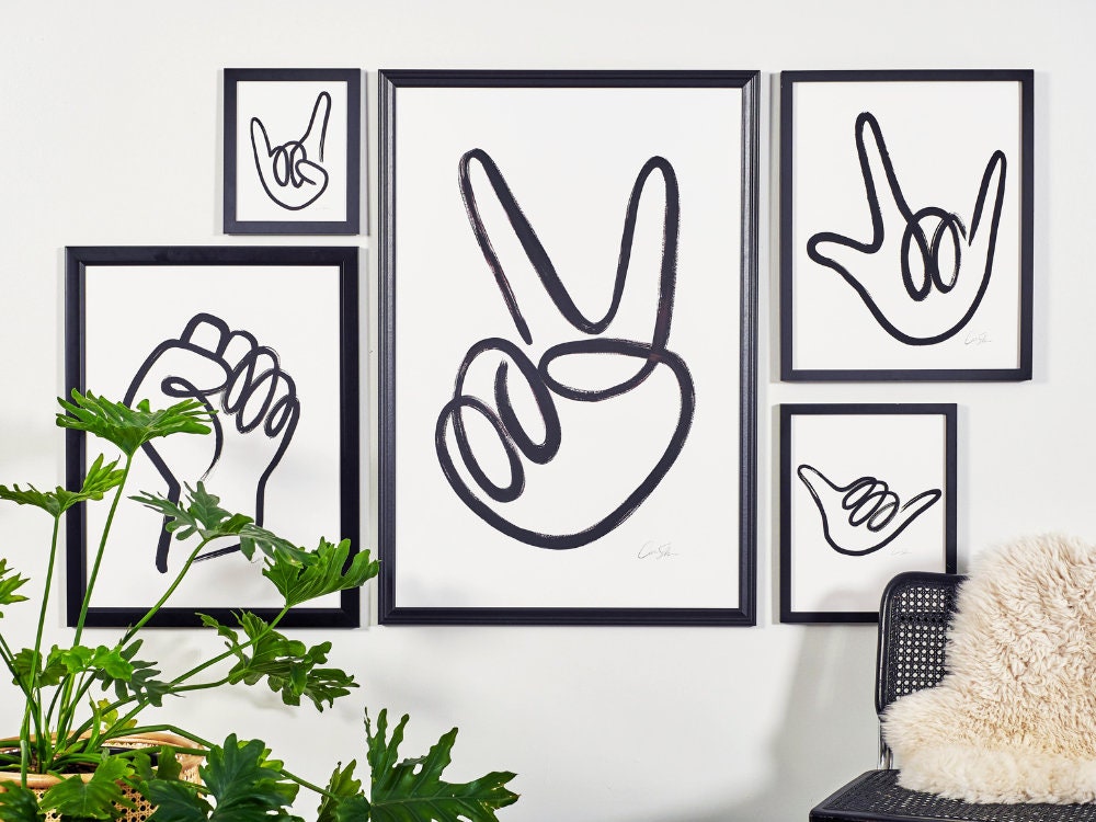 Hawaiian Shaka Hand Gesture Digital Print Minimal Aloha Hand Sign Wall ...