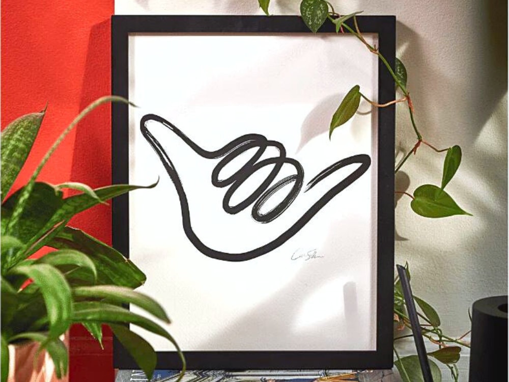 Hawaiian Shaka Hand Gesture Digital Print Minimal Aloha Hand Sign Wall ...