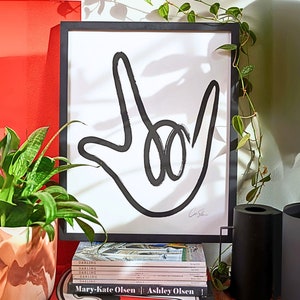 American Sign Language I Love You Hand Gesture Print ASL Love Hand Sign ...