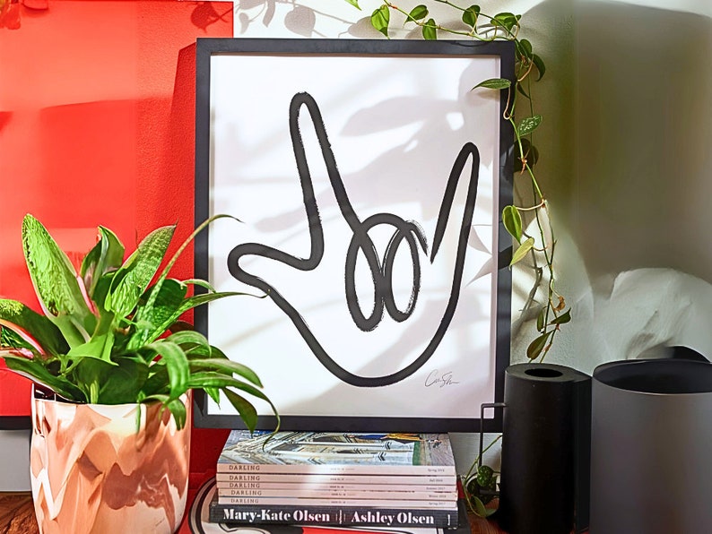 American Sign Language I Love You Hand Gesture Print ASL Love Hand Sign ...