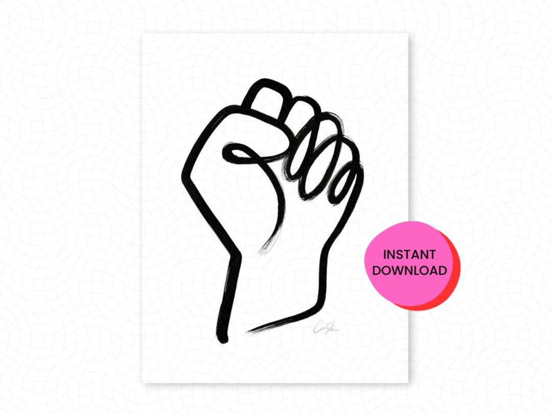 Raised Fist Art Print Resist Hand Sign Black Power Wall Art Printable ...