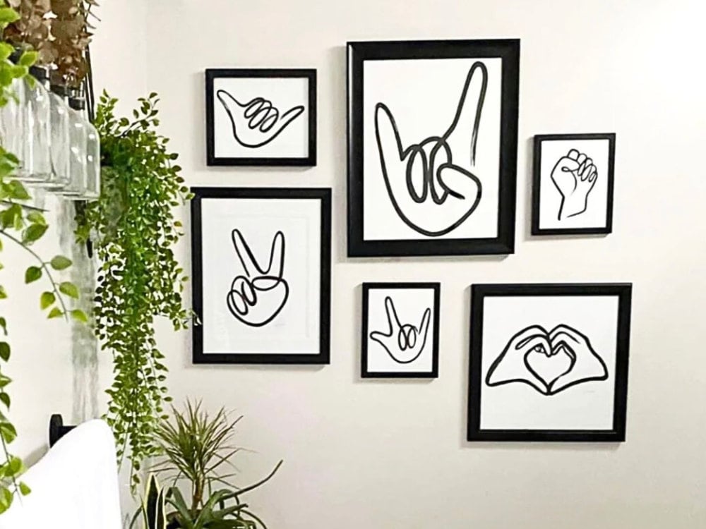ASL Love Hand Sign Digital Print Black and White Wall Art Boho Nursery ...