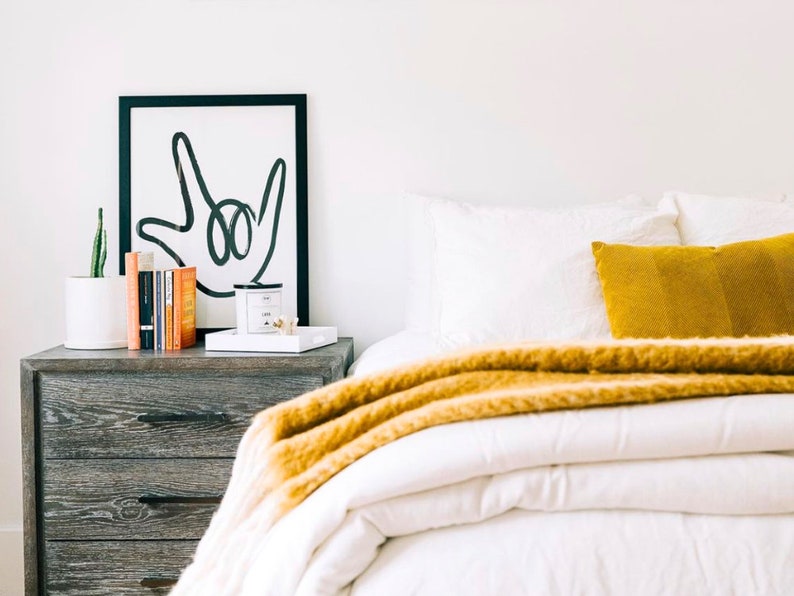 ASL Love Hand Sign Digital Print Black and White Wall Art Boho Nursery ...