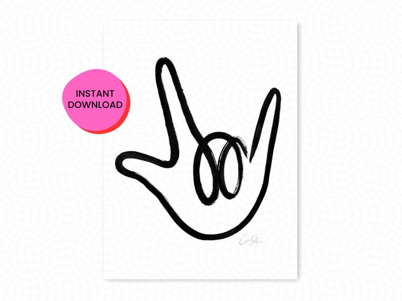 American Sign Language I Love You Hand Gesture Print ASL Love Hand Sign ...