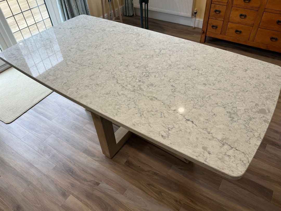 30mm Bespoke Quartz Dining Table With Wooden Legs - Etsy UK