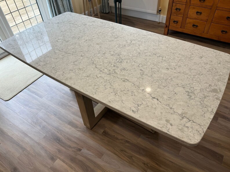 30mm Bespoke Quartz Dining Table With Wooden Legs - Etsy UK