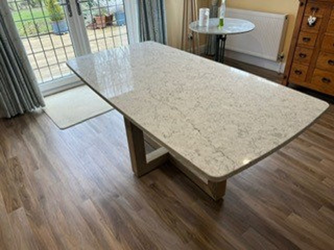 30mm Bespoke Quartz Dining Table With Wooden Legs - Etsy UK