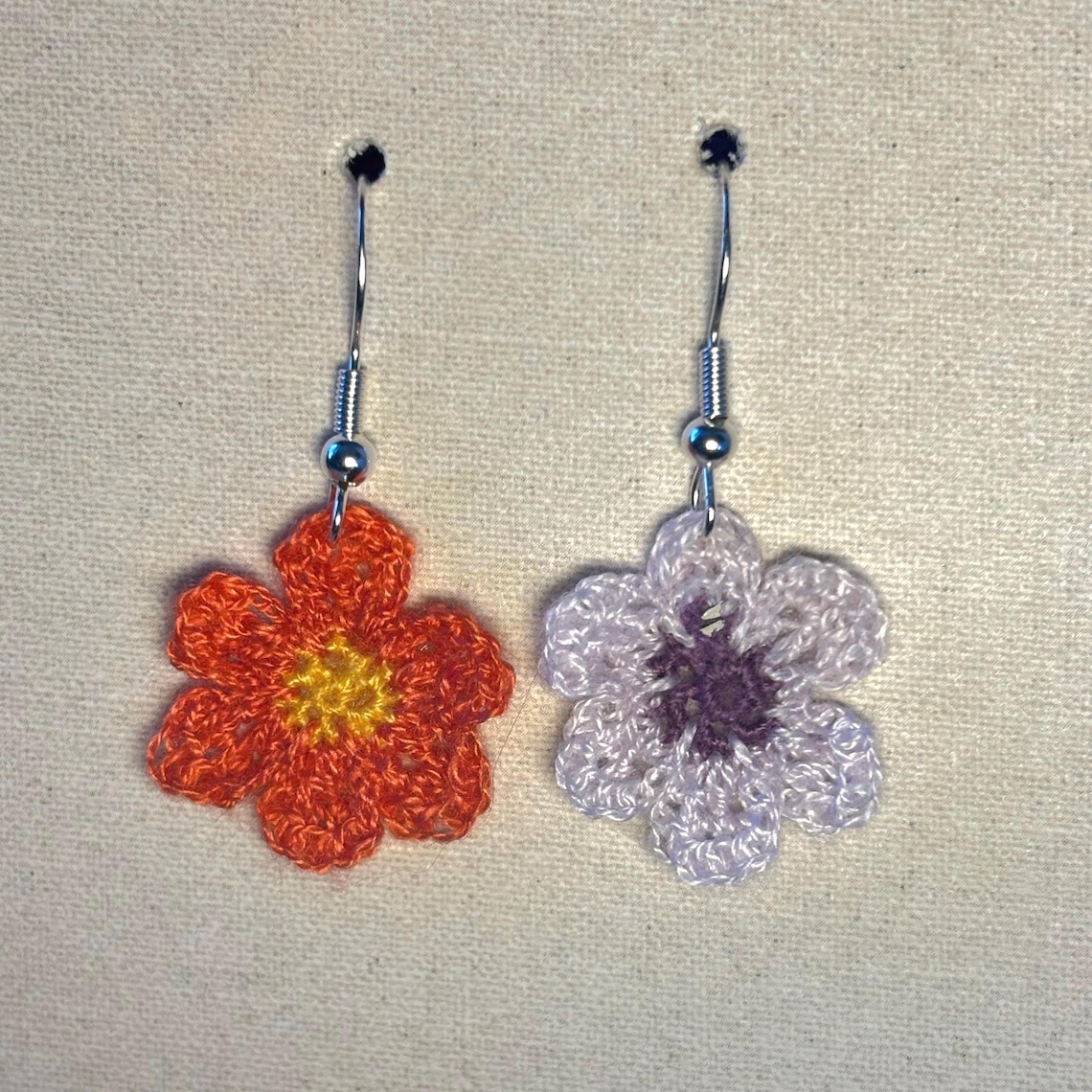 Handmade Personalised Mini Crochet Flower Drop Dangle Earrings - Etsy