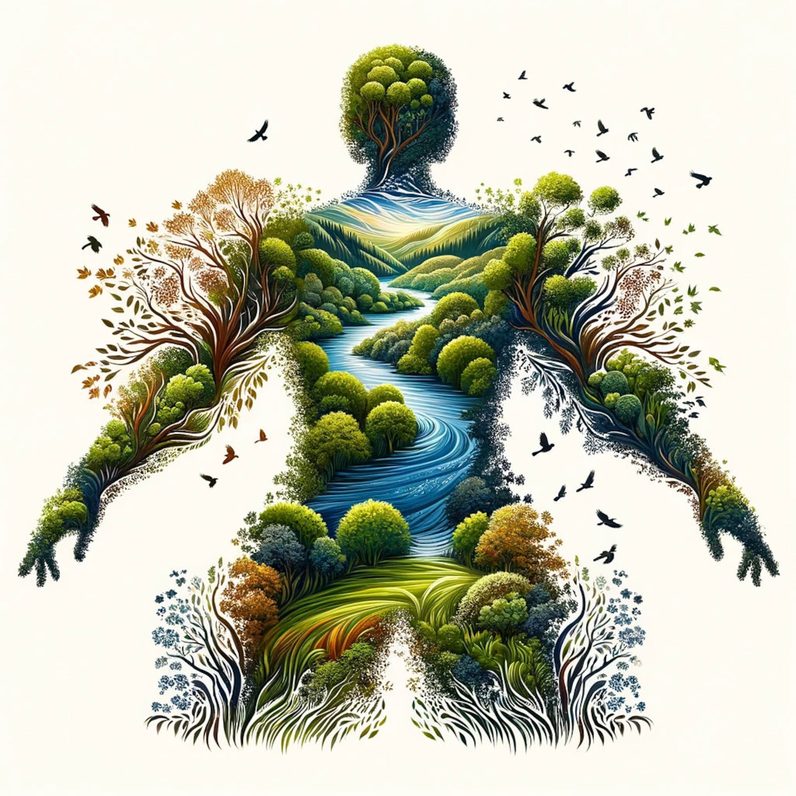 Digital Art, Human and Nature: Guardians of Harmony - Etsy