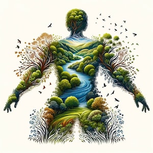 Digital Art, Human and Nature: Guardians of Harmony - Etsy