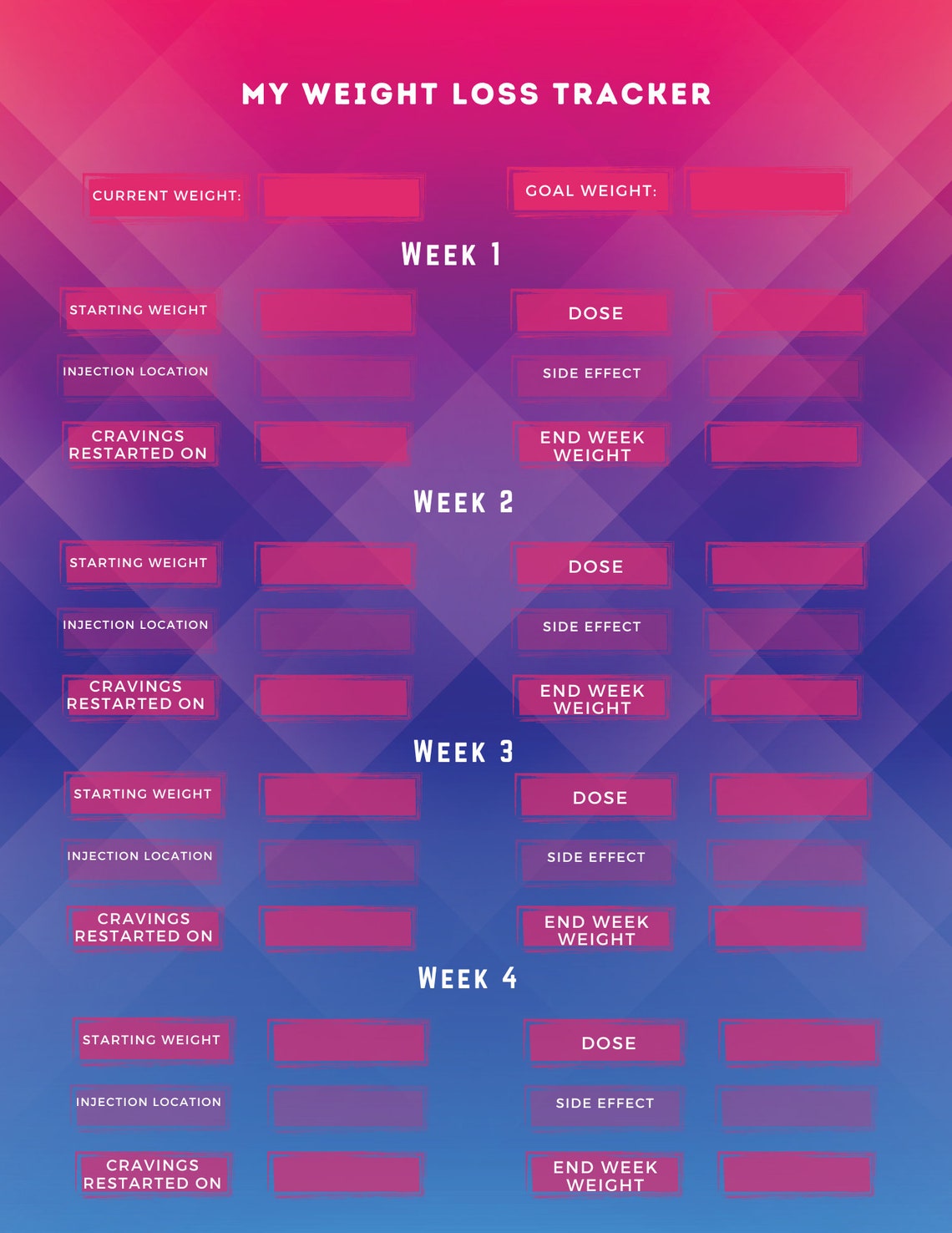 Weight Loss Tracker for Semaglutide-ozempic and Wegovy - Etsy