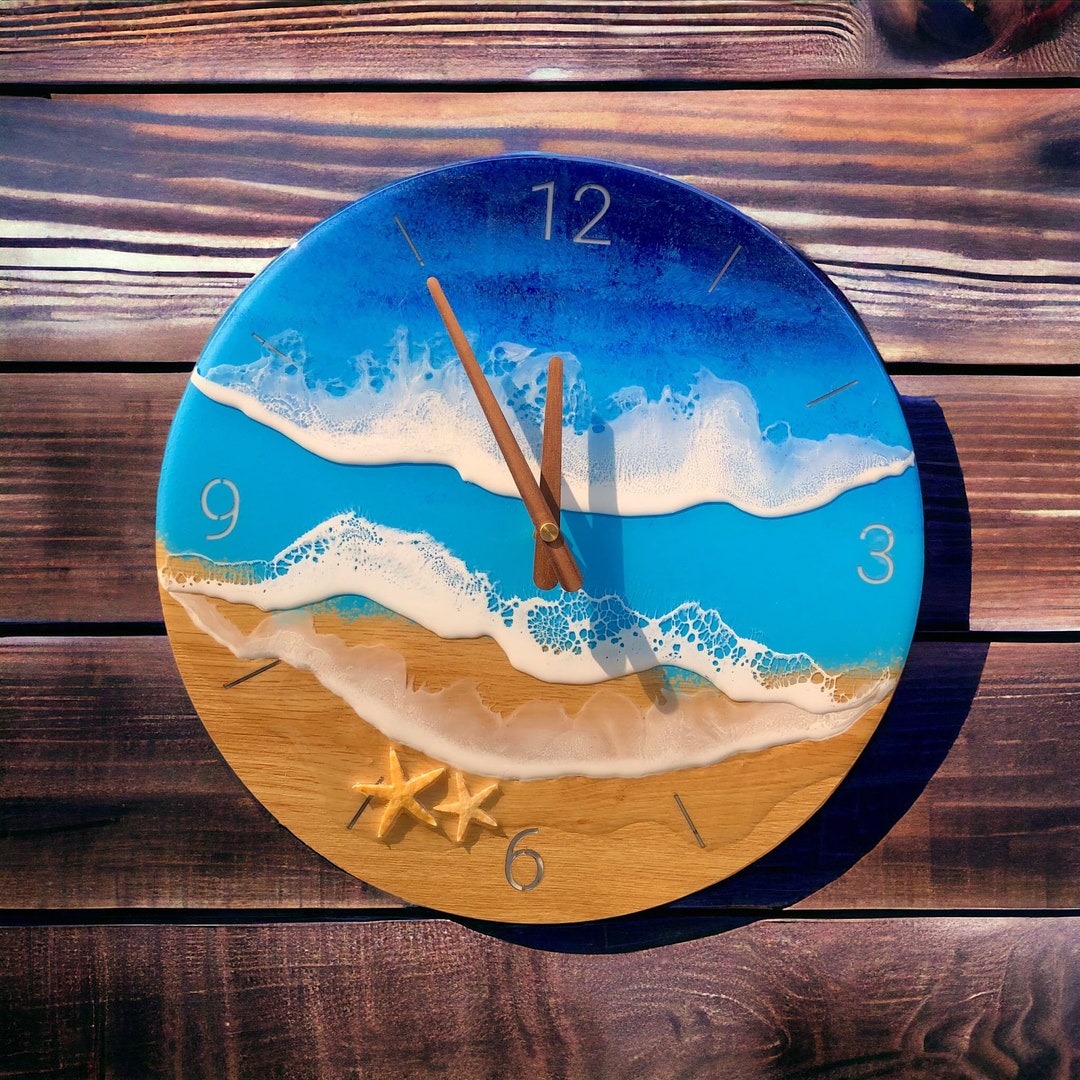 Rustic Handcrafted Wooden Clock, Beach Painting, Nautical Wall Art - Etsy