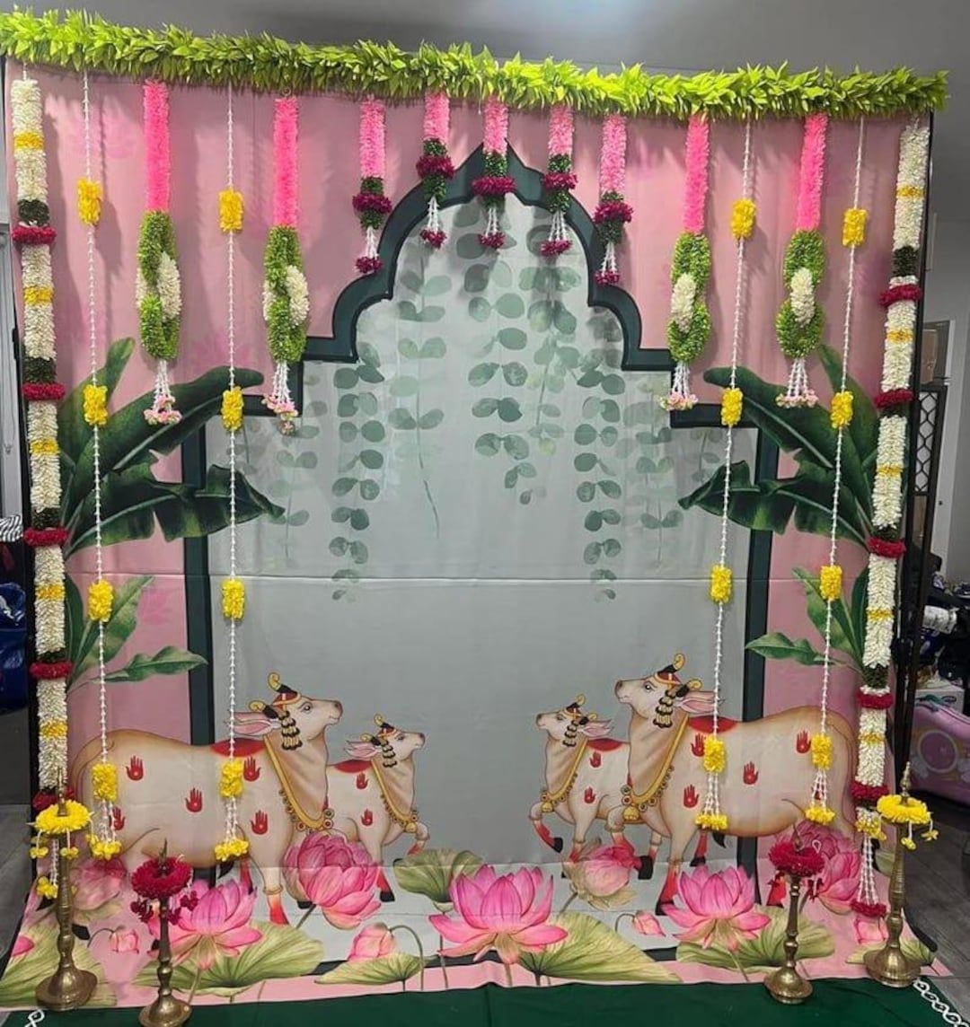 Pichwai Theme Cloth Garlands Backdrop Set /pichwai Backdrop Set/pichwai ...