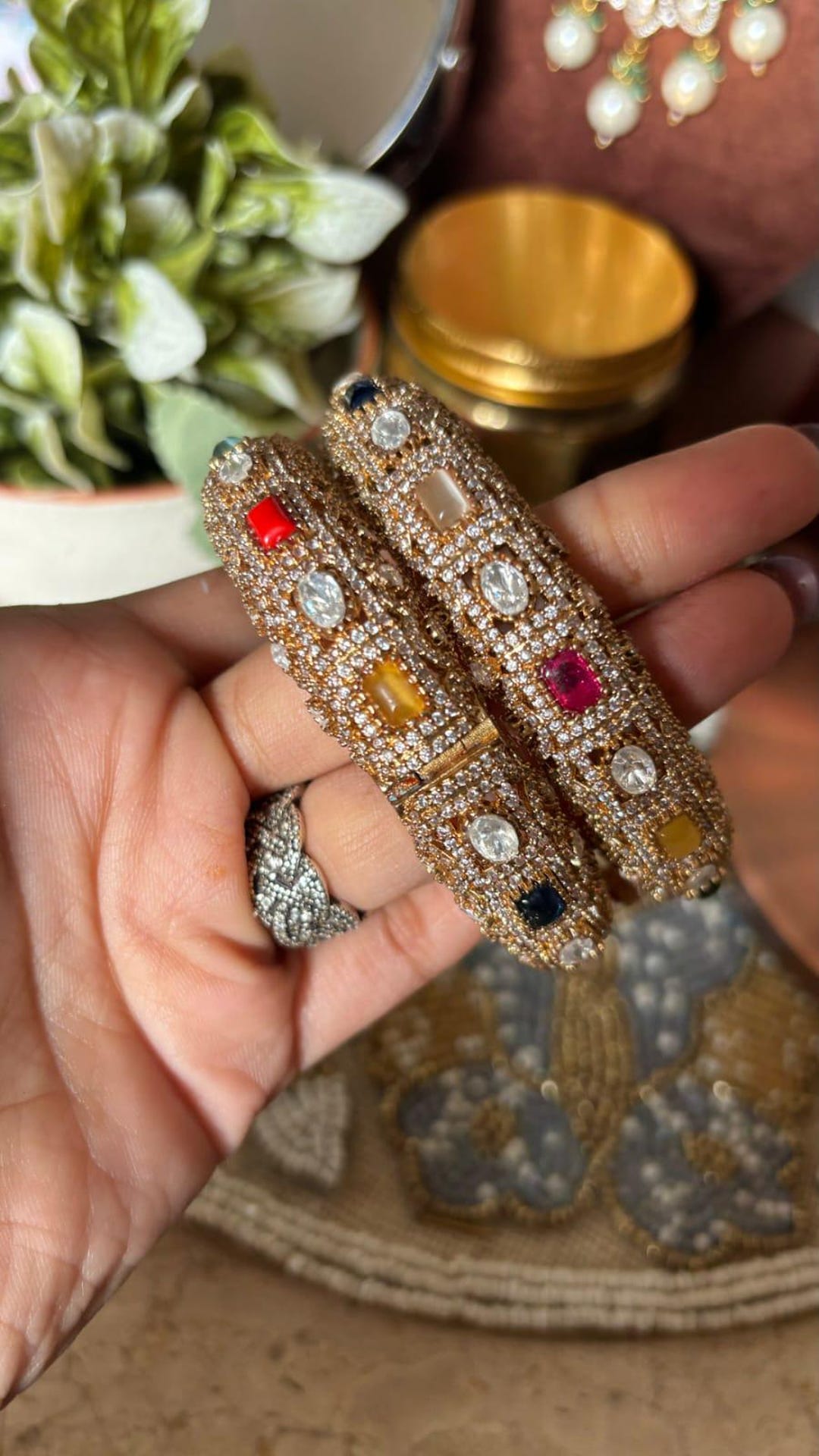 Premium Navratan Gold Bangles/navratan Jewelry - Etsy