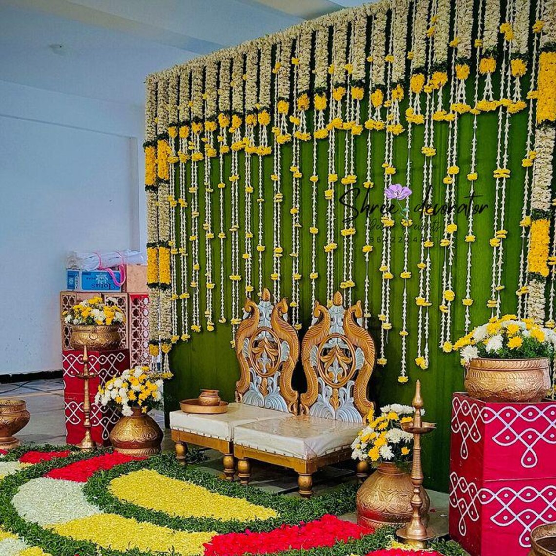 8*8 Yellow Green Theme Set for Housewarming Decor/ Fabric Garlands ...