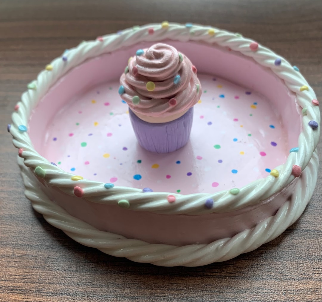 Cute Sprinkles Cupcake Sweets Clay Trinket Dish, Jewelry Holder, Ring ...