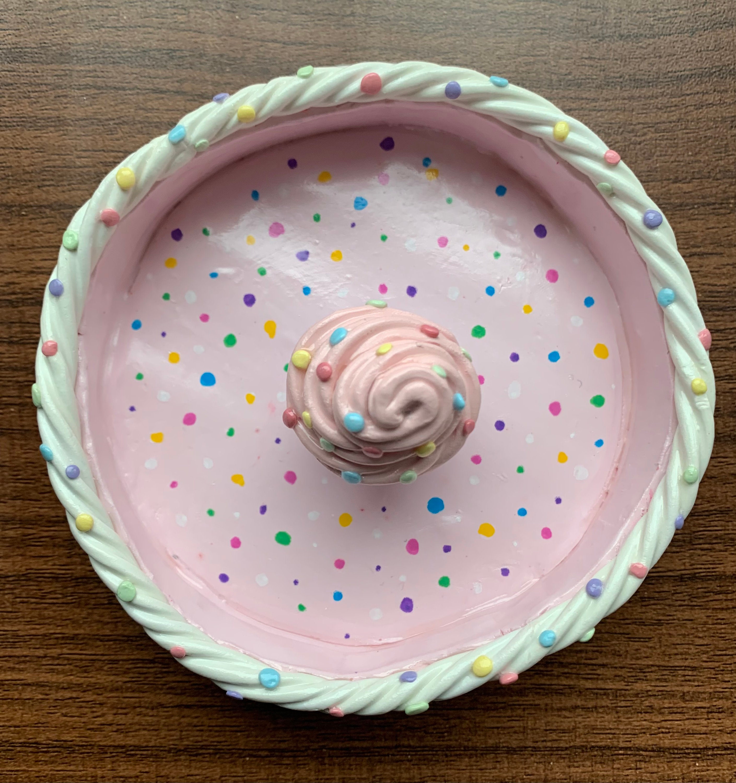 Cute Sprinkles Cupcake Sweets Clay Trinket Dish, Jewelry Holder, Ring ...