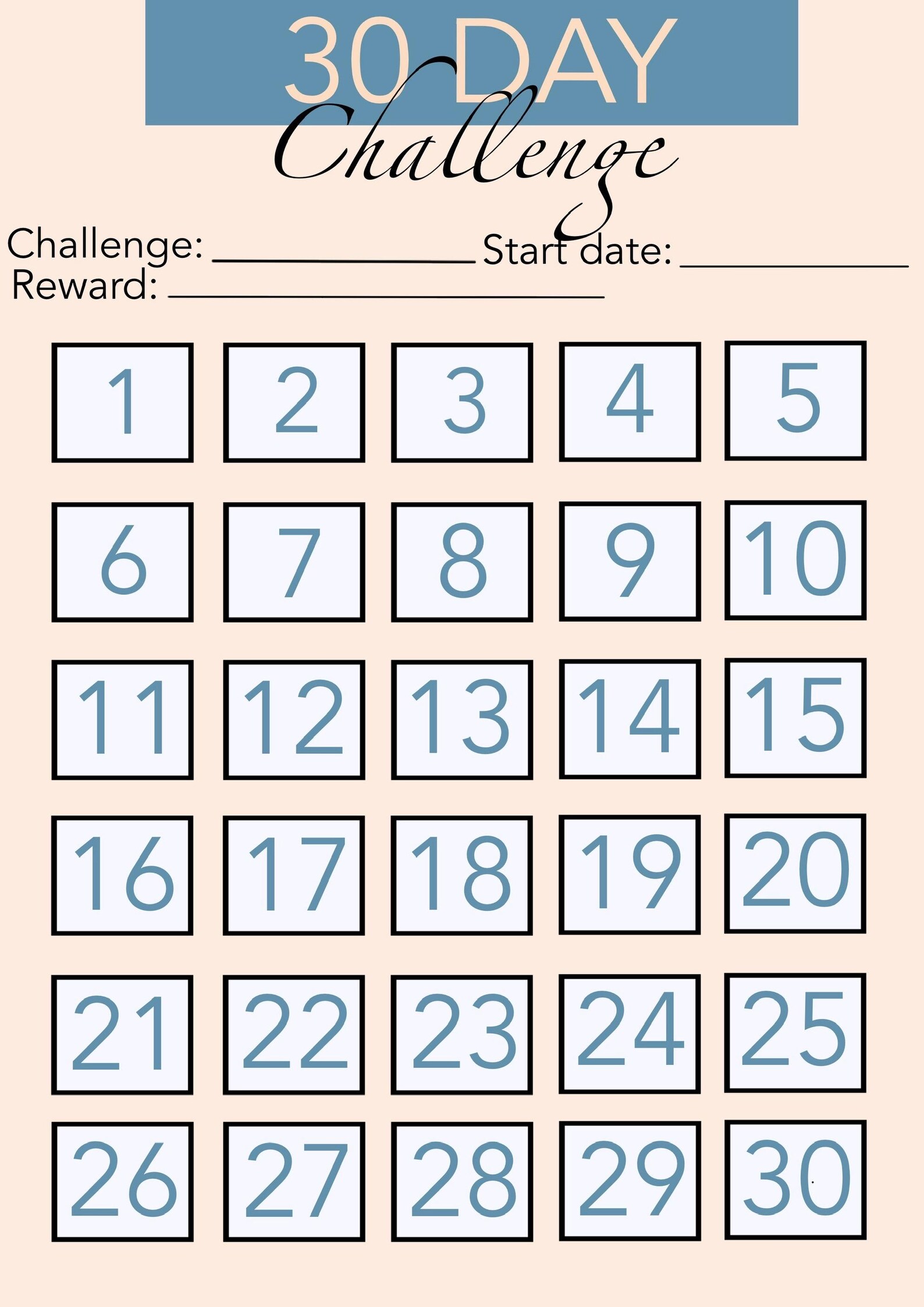 30 Day Challenge Poster, Digital Download Poster. Digital 30 Day ...