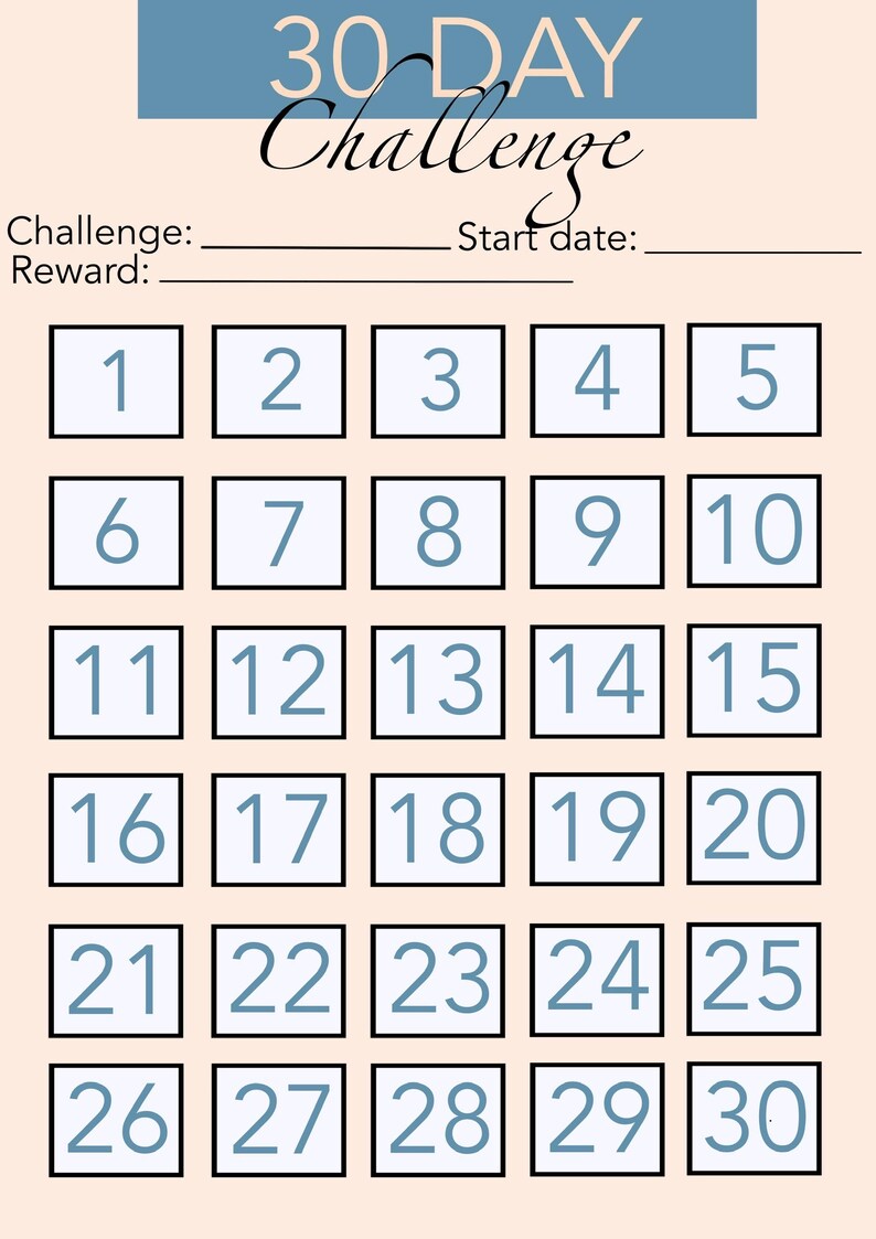 30 Day Challenge Poster, Digital Download Poster. Digital 30 Day ...