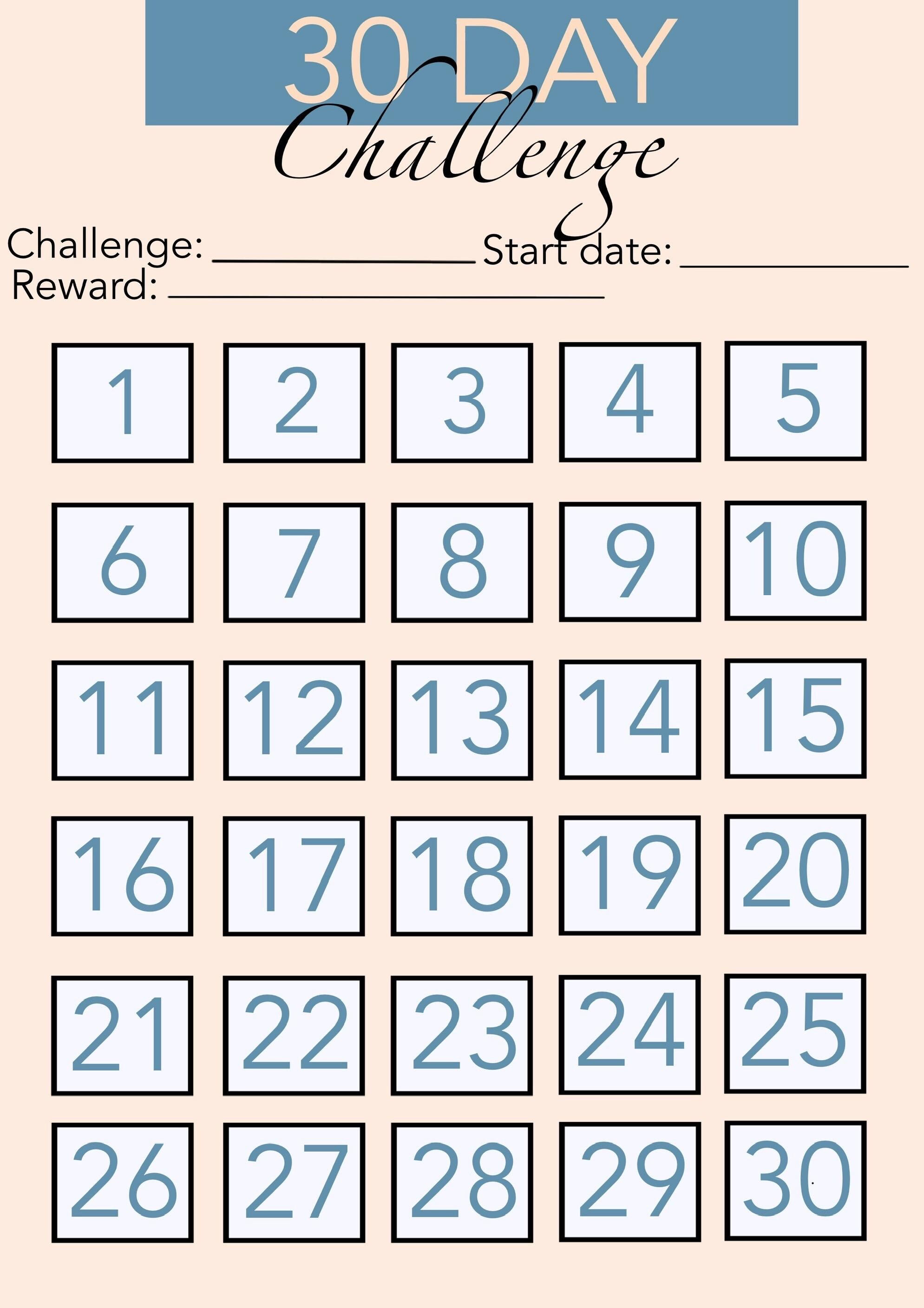 30 Day Challenge Poster, Digital Download Poster. Digital 30 Day ...