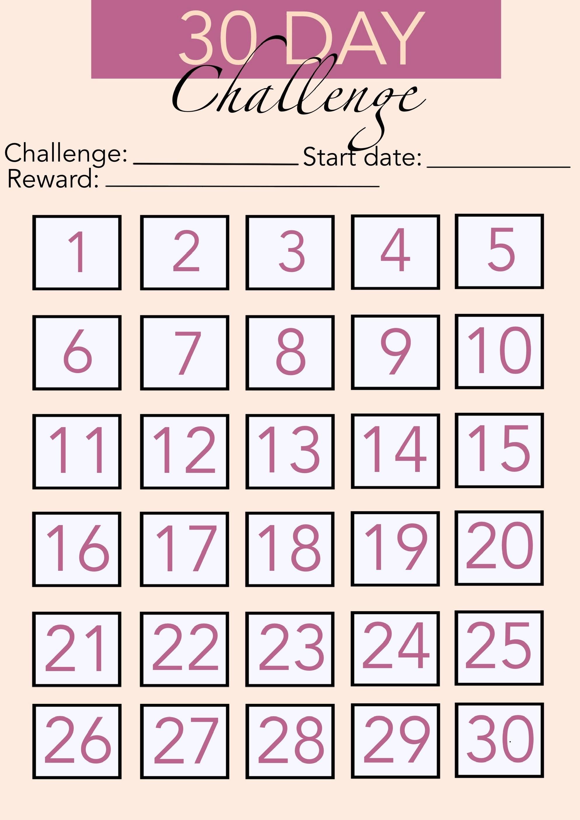 30 Day Challenge Poster, Digital Download Poster. Digital 30 Day ...