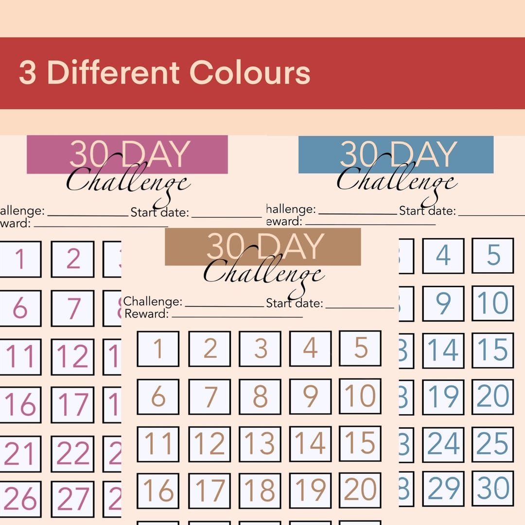 30 Day Challenge Poster, Digital Download Poster. Digital 30 Day ...