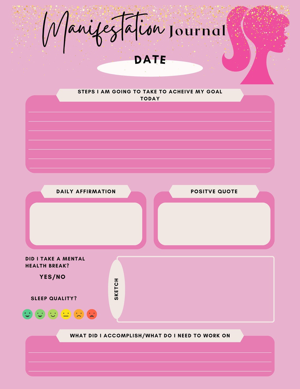 Printable Journal, Y2k Daily Planner, Manifestation, Goals Journal ...