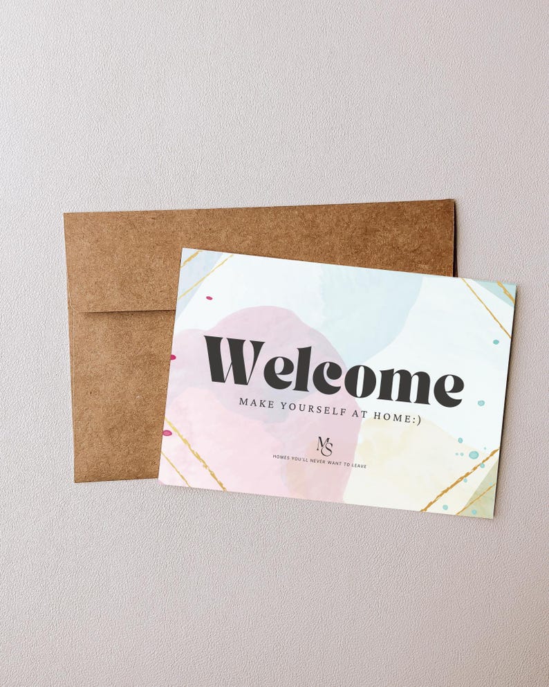 Modern Colorful Airbnb,vrbo,guest Welcome Card Template,welcome Note ...