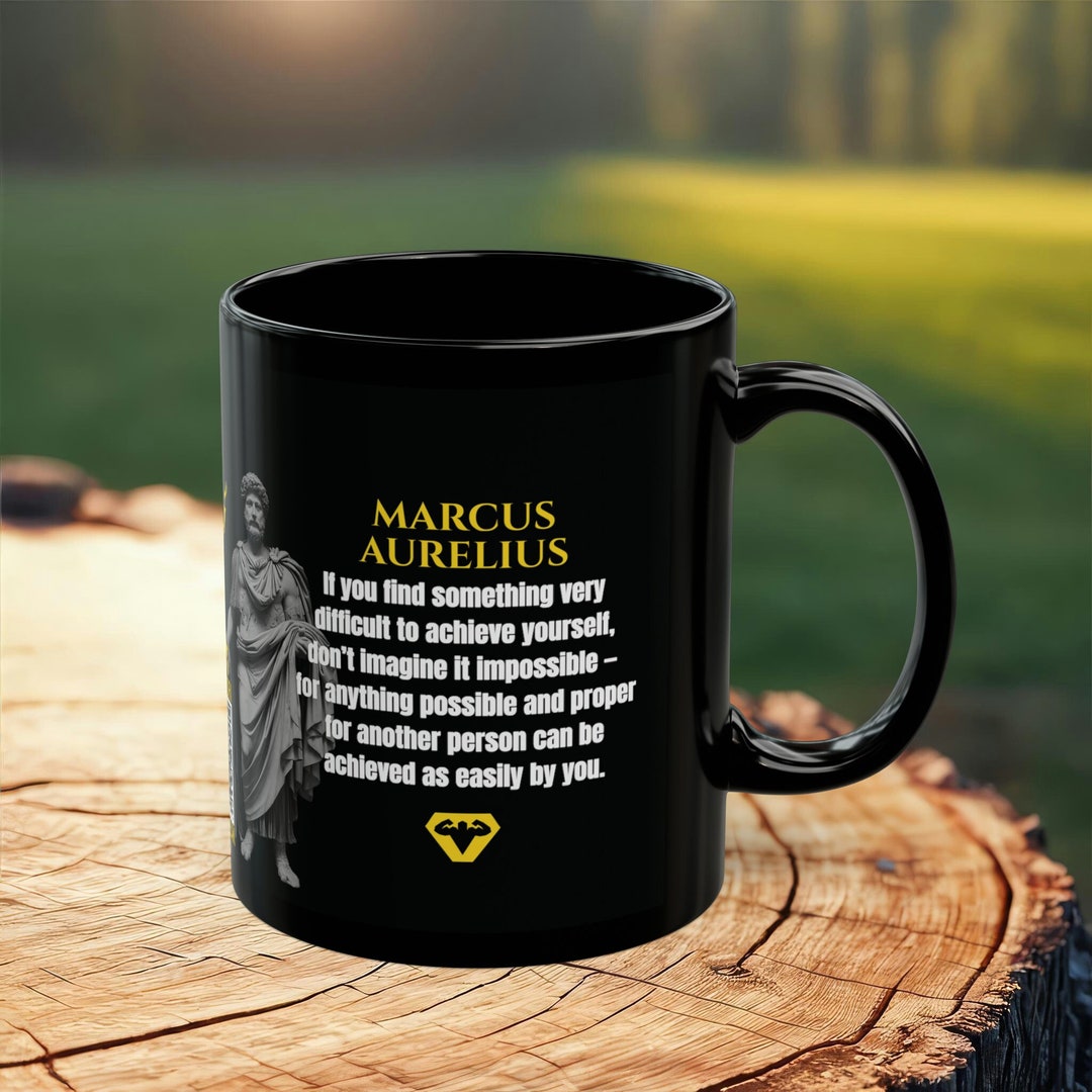 Stoic Quote Mug Difficult, Marcus Aurelius Mugs, Motivational Stoicism ...