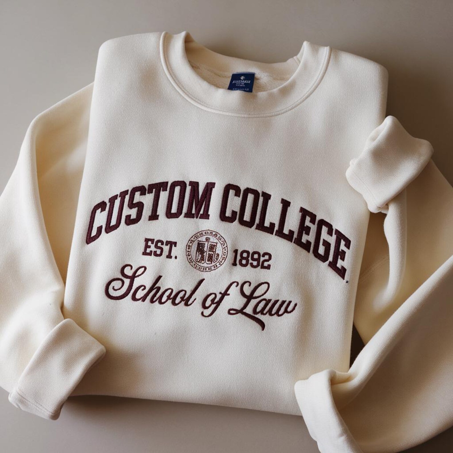 Embroidered Custom College Sweatshirt, Personalized University Hoodie ...
